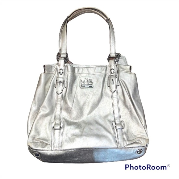 Coach | Bags | Coach Metallic Silver Leather Shoulder Bag | Poshmark
